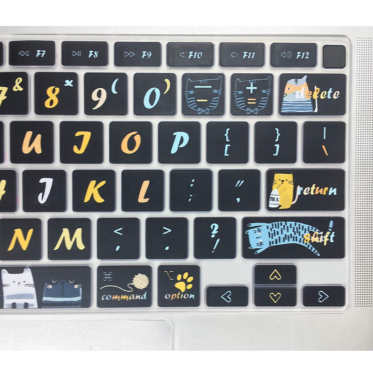 SANFORIN Keyboard Cover Protector for 2020 Apple MacBook Air 13.3 inch (Model: A2179, A2337 M1 Chip, US Layout) with Touch ID, Silicone Skin Keyboard Protector with Floral Design, Cat