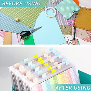 Caydo Wood Paper Storage Organizer with 50 Pieces Scrapbook Paper Storage Organizer and 120 Pieces Sticky Index Tabs for Holding 12 x 12 Inch Scrapbook Paper, Files, Vinyl Paper and Cardstock