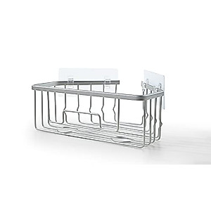SunnyPoint RustProof Aluminum Wall Mount Shower Caddy Basket Shelf; Adhesive Hook Pad Included (Triangle, Silver)