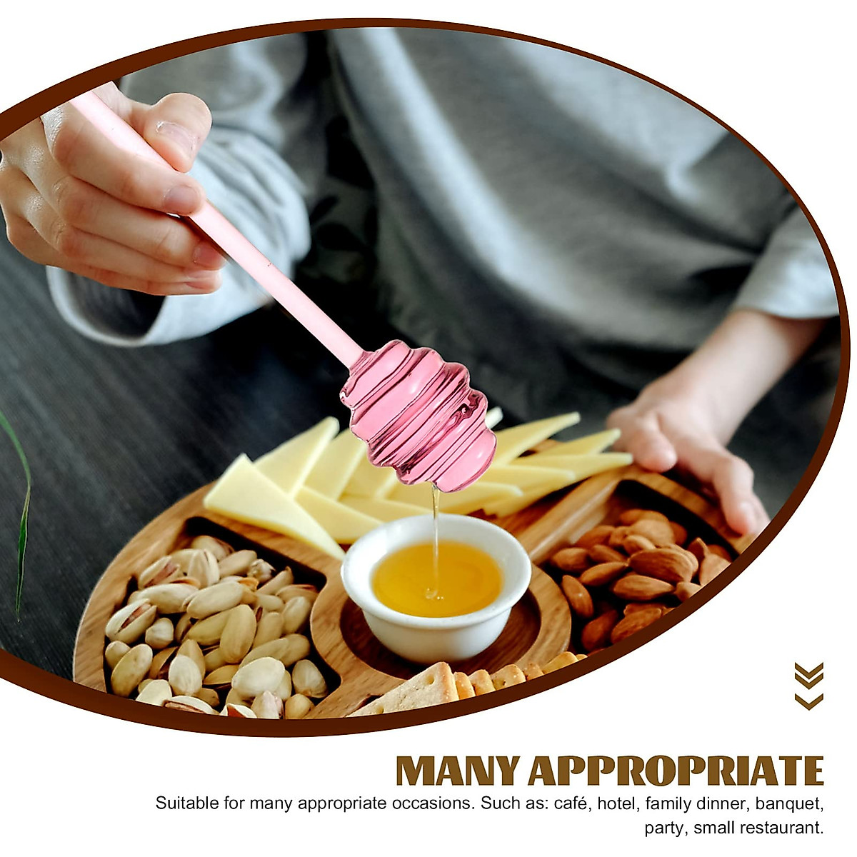 CALLARON Glass Honey Dipper Clear Honey Stirring Stick Honey Server Spoon Jam Syrup Stirring Wand for Honey Jar Dispense Drizzle Wedding Party Favors Pink