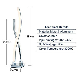 KARMIQI Dimmable LED Table Lamp Modern, Touch Control Desk Lamp, Arc Minimalist Contemporary Bedside Lamps for Bedroom Reading Living Room