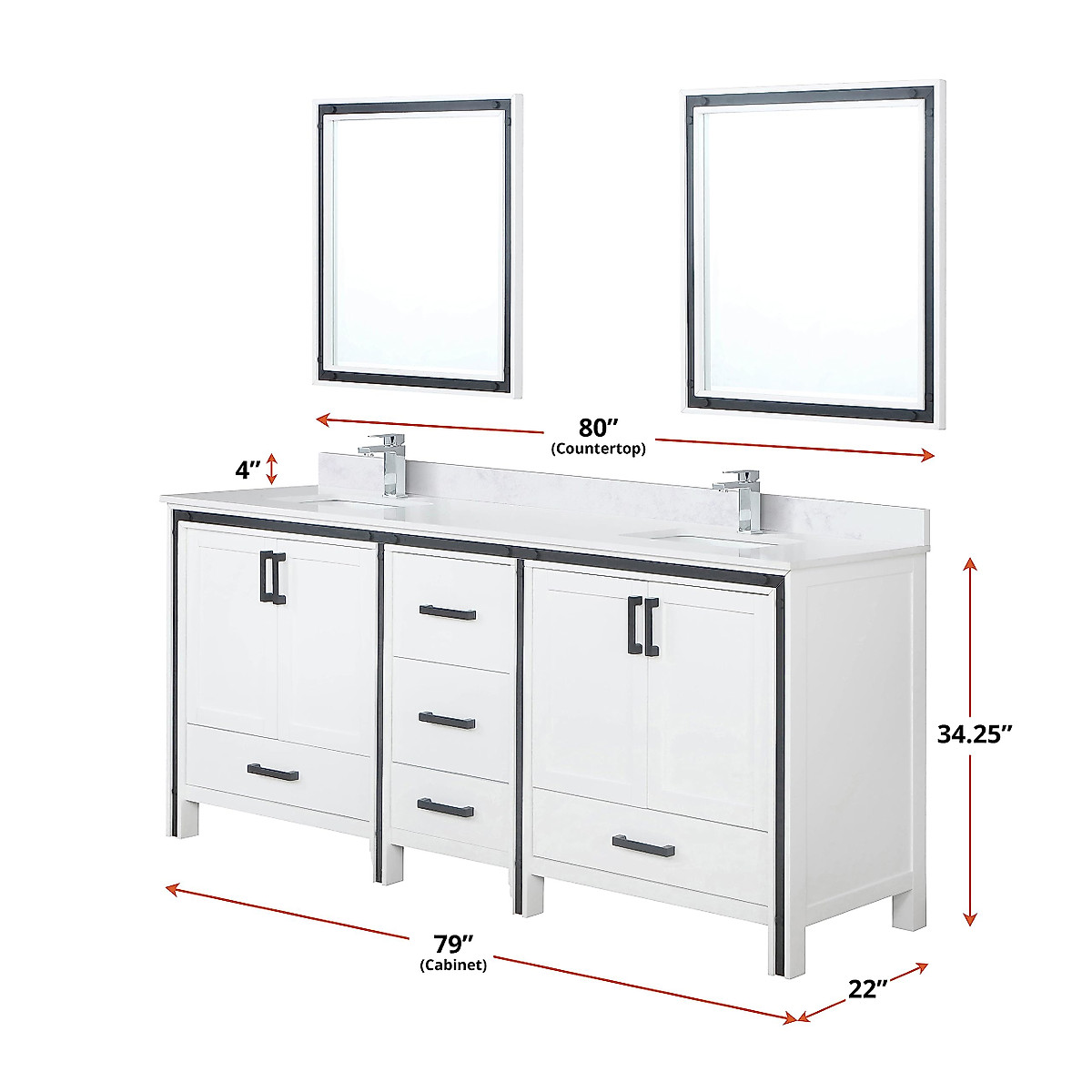 Bell+Modern Augustine 80 in W x 22 in D White Double Bath Vanity