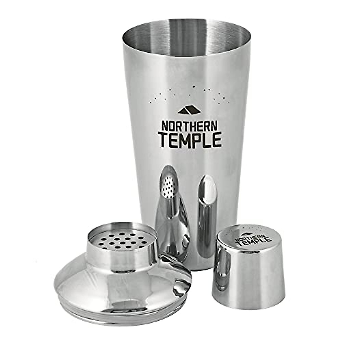 True Retro Cocktail Shaker, Stainless Steel with Strainer and Jigger for Bartending, Bar Accessories, Bartender Set, Perfect for Margarita and Liquor Drinks, 34 oz, Silver