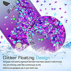 iPod Touch 7th Generation Case, iPod Touch Case 7th/ 6th/ 5th with [2 Pack] Screen Protector for Girls Kids, LeYi Glitter Bling Liquid Cute TPU Clear Phone Case for iPod Touch 7 6 5 (Teal/Purple)