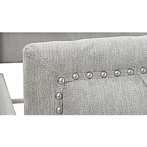 Jennifer Taylor Home Marcella Upholstered Shelter Headboard Bed Set, California King, Silver Grey Polyester