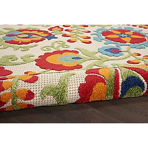 Nourison Aloha Indoor/Outdoor Multicolor 7'10'' x 10'6'' Area--Rug, Easy--Cleaning, Non Shedding, Bed Room, Living Room, Dining Room, Backyard, Deck, Patio (8x11)