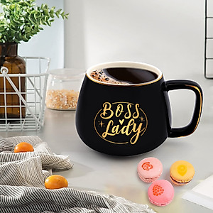 Mother's Day Gifts for Women, Gifts for Boss Women Boss Lady Gifts Crown Coffee Cup Birthday Gifts for Managers Female Boss, Funny 12oz Thank You Boss Appreciation Gift Boss mug With Spoon（Ceramic）