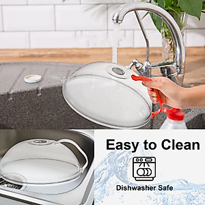 ZEAYEA 4 Pack Microwave Cover for Food, Clear Microwave Splatter Cover with Handle, 10 Inch Dish Plate Cover with Adjustable Steam Vents Keep Microwave Oven Clean, BPA Free Anti-Splatter Guard Lid