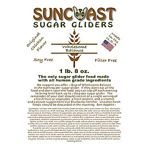 Suncoast Sugar Gliders Wholesome Balance Real Chicken Sugar Glider Food | High Protein NO Filler NO Soy | Small Animal Food Kibbles and Bits | Sugar Glider Dry Food 1.5 LB (Chicken & Brown Rice)