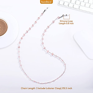 humlbird Eyeglass Chain for Women Stylish Mask Lanyard Natural Crystal Mask Chain Eye Glasses Holder Strap, Pink