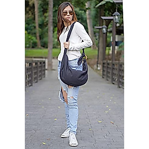 Your Cozy Women's Crossbody Handbags Hippie bag Boho Hobo Bags for Women Shoulder Sling Bag Hippie Tote Bag Handmade Cotton Hippie Purse with Adjustable Strap (Black)