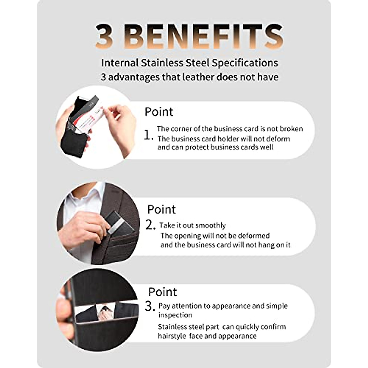 DMFLY Business Card Holder Case - PU Leather Business Card Case Name Card Holder Slim Metal Pocket Card Holder with Magnetic Shut, Black