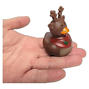 Cool Winter Holiday Christmas 9 Reindeer Rubber Duckies (2") Standard Size. (9 Pack) Cute Duck Bath Tub Pool Toys. (Reindeer Rubber Ducks)