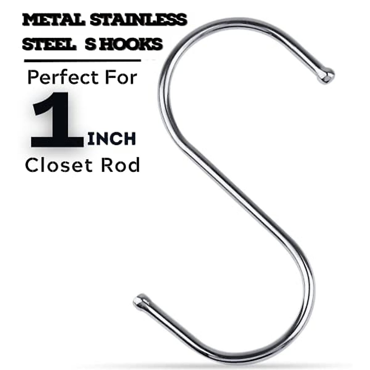 WHITECLOUDZ 30 Pack S Hooks for Hanging Plants, Stainless Steel S Hooks Heavy Duty for Hanging Clothes, Durable Large S Shaped Closet Hooks for Kitchen