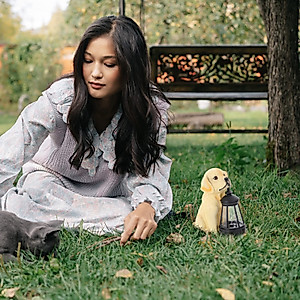 Solar Lights Outdoor Outside Solar Lights Solar Dog Lantern Simulation Resin Cartoon Animal Figurine with LED Light Outdoor Lighting Decor for Patio House Ornaments Home Decor