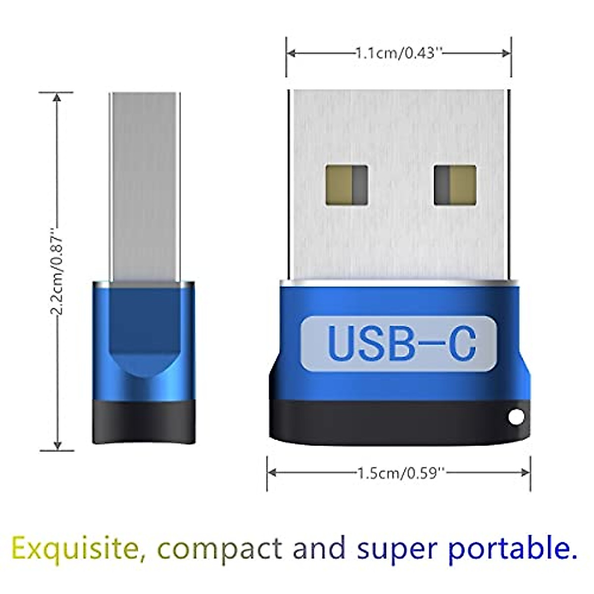 TargetGo USB Type C to USB A Male Adapter, 4-Pack, Blue