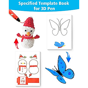 3D Pen Printing Drawing Book, Reusable Colored 40 Pattern Thick Paper Templates with Two Clear Plate, 3D Painting Graffiti Stencils for Kids DIY Gifts, Vomika (Good Time)