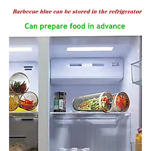 Ruggedized Rolling Grilling Basket-Round Stainless Steel BBQ Grill Mesh-Outdoor Portable Grill Baskets-cylindrical grilling baskets cylinders cylinders-Net Tube Barbecue Cage Picnic Grate Dragon（2PCS)