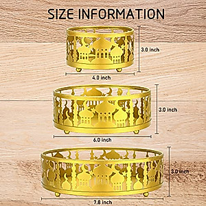 Ramadan Home Decoration 3 Pieces Ramadan Decor Ramadan Trays Moon Ramadan Tray Set Eid Mubarak Plates Food Storage Containers for Eid and Eid Al-adha Ramadan Activity Party Favor, Gold
