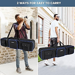 YOREPEK Tripod Carrying Case Bag 50.5", Resistant Light Stand Bag with 2 Removable Padding, Photo Studio Equipment Case for Tripods, Monopods, Speaker Stands, Umbrellas, Gear, Mic Stand, Tent Pole