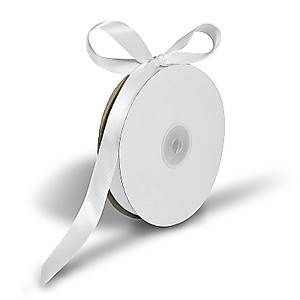 ORIKUKEET White Polyester Ribbon 5/8 Inch, 50 Yards, Single-Sided Shiny, Perfect for DIY Crafts, Wedding Decoration, Gift Wrapping and Flower Art