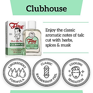 Fine Mr Clubhouse Classic Mens Aftershave -A Splash of Classic Barbershop Aftershave for Modern Men - The Wet Shaver’s Favorite