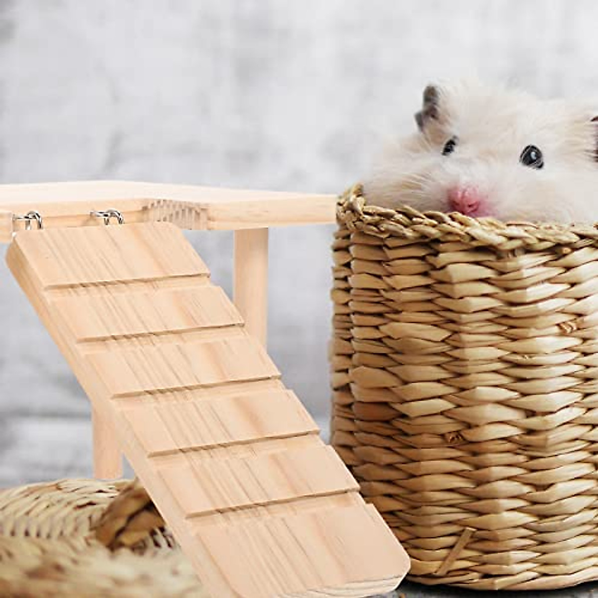 LUOZZY Decorative Chinchilla Toy Hamster Platform Wooden Guinea Pig Ramp (Small)