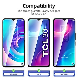 NEW'C [3 Pack] Designed for TCL 30 5G/TCL 30/TCL 30 Plus Screen Protector Tempered Glass, Bubble Free, Ultra Resistant