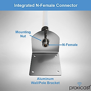 Proxicast 10 dBi High Gain 4G / LTE, 5G Wideband Fixed Mount Fiberglass Outdoor Omnidirectional Antenna for Verizon, AT&T, T-Mobile & Other Cellular Networks or WiFi Router/Access Points (ANT-127-002)