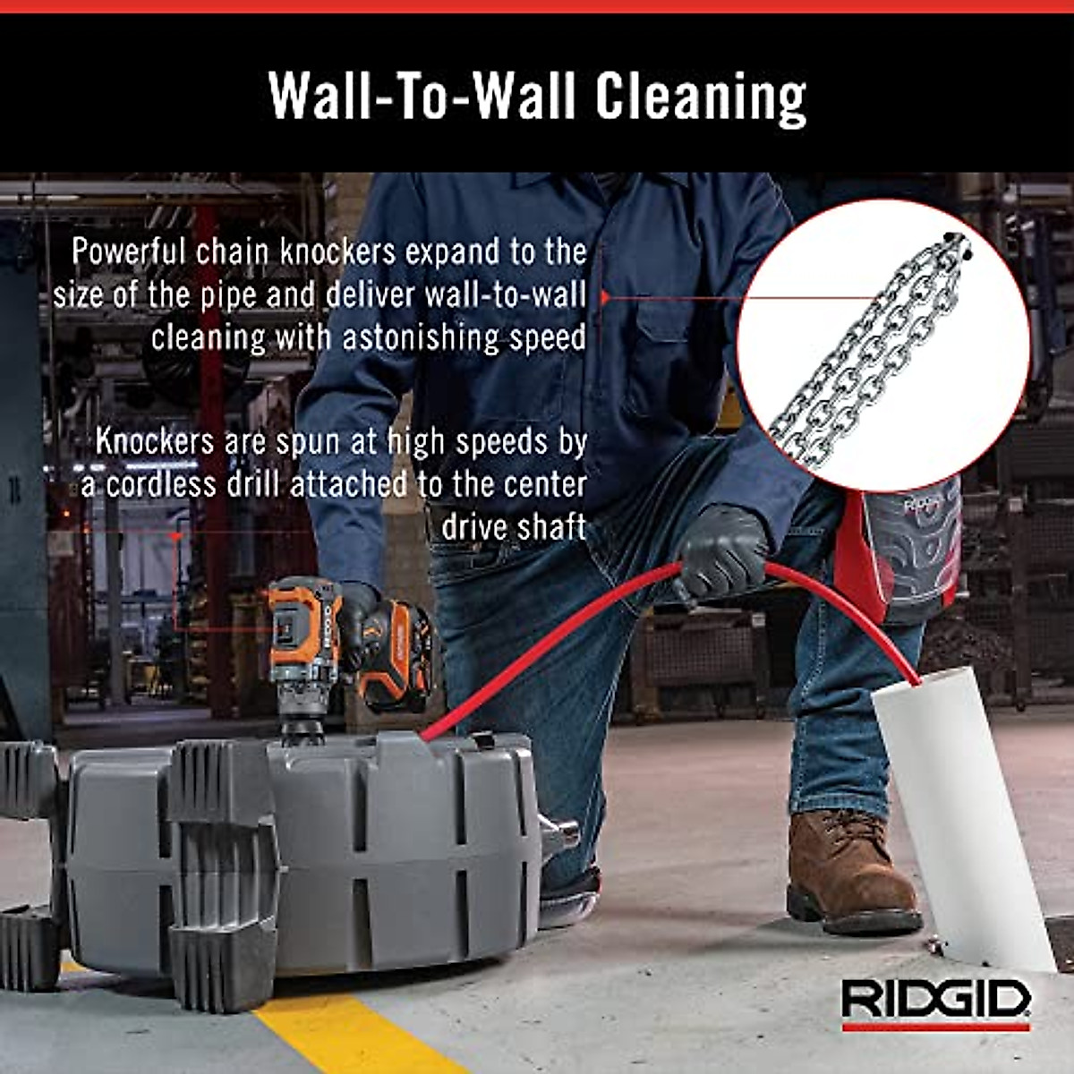 RIDGID 64273 Model K9-204 FlexShaft Drain Cleaning Machine Kit for 2"-4" Pipes