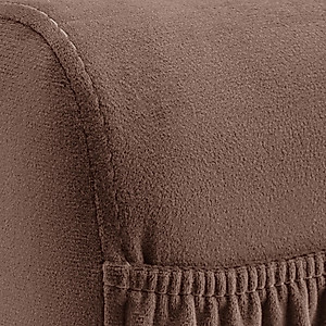 MCombo Big Kids Recliner for Ages 3+, Child Recliner Chair, Toddlers Recliner Sofa with Cup Holders (Velvet, Brown)