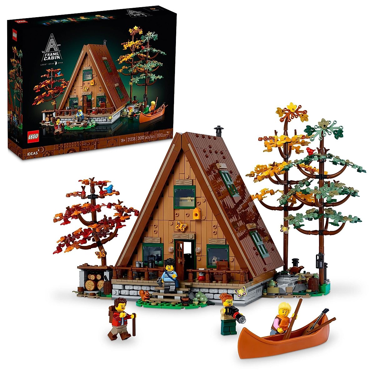 LEGO Ideas A-Frame Cabin 21338 Collectible Display Set, Buildable Model Kit for Adults, Gift for Nature and Architecture Lovers, includes 4 Customizable Minifigures and 11 Animal Figures