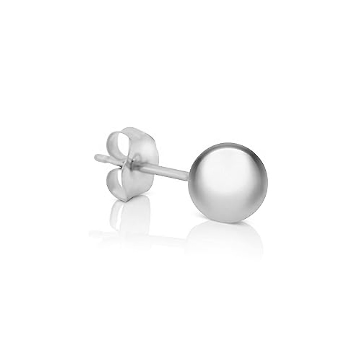 14K White Gold 5MM Ball Stud Earrings for Women