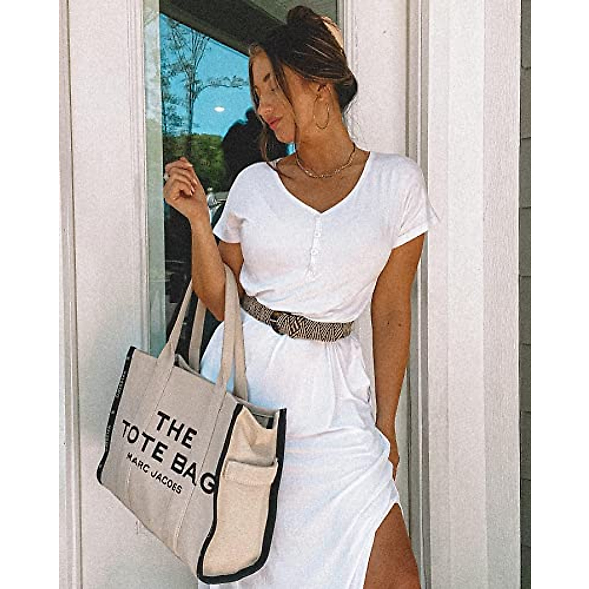 GRECERELLE Casual Summer Dresses Women Sexy Deep V Long Maxi Dress Short Sleeve Button Down Split Beach Dress with Pockets