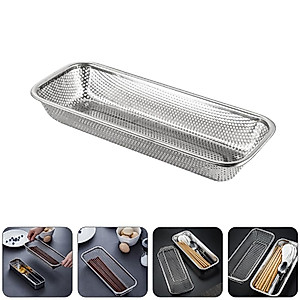 Cabilock Dishwasher Silverware Cutlery Basket Stainless Steel Flatware Drying Rack Countertop Utensil Holder Caddy Silver B