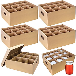 Yamahiko 6 Pieces Mason Jar Storage Box for Quart Size Canning Jars, Cardboard Canning Mason Jar Storage Boxes Organizer Holder Container for 32 oz Mason Jar Stacking Packing Moving, Natural Color