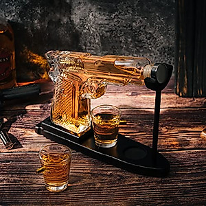 Gifts for Men Dad, 9 Oz Whiskey Decanter Set with Two 2 Oz Glasses, Unique Birthday Gift Ideas from Daughter Son, Home Bar Gifts, Drinking Accessories Funny Military Retirement Present, Cool Dispenser