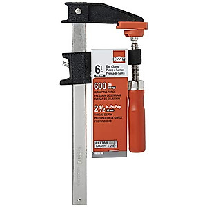 Bessey Clutch Style Bar Clamps - 6 In 600 lb - GSCC2.506 - Woodworking Clamps with Ergonomic Handle, Non-Marring Pads, Durable Cast-Iron Jaws & Serrated Rail for Carpentry & Cabinetry