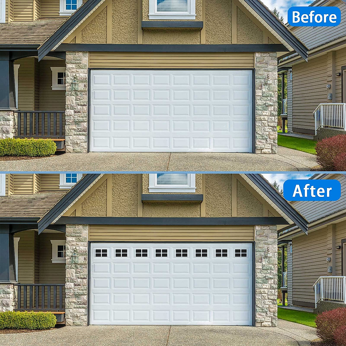 Eapele Magnetic Garage Door Windows Hardware Faux Windows Decoration Kit for Two Car Metallic Garage (32pcs)