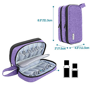 LUXJA Essential Oil Carrying Case - Holds 12 Bottles (5ml-15ml, Also Fits for Roller Bottles), Portable Double-Layer Organizer for Essential Oil and Accessories, Purple