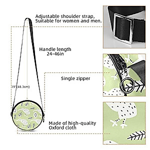 Kiwi Bird Green Crossbody Bag for Women Teen Girls Round Canvas Shoulder Bag Purse Tote Handbag Bag