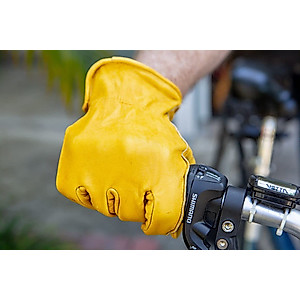 G & F Products 6203L-3 Premium Genuine Grain Cowhide Leathers with Reinforced Patch Palm, Work Gloves, Drivers Glove 3-Pair, Large, Yellow