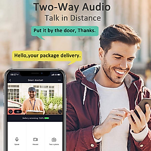 XODO VD1 Smart Home Wireless Security Camera with Night Vision, Waterproof Video Doorbell/WiFi 1080P HD/166°Wide Angel/2-Way Audio/No Monthly Fee/Real-Time Alerts/Rechargeable Batteries