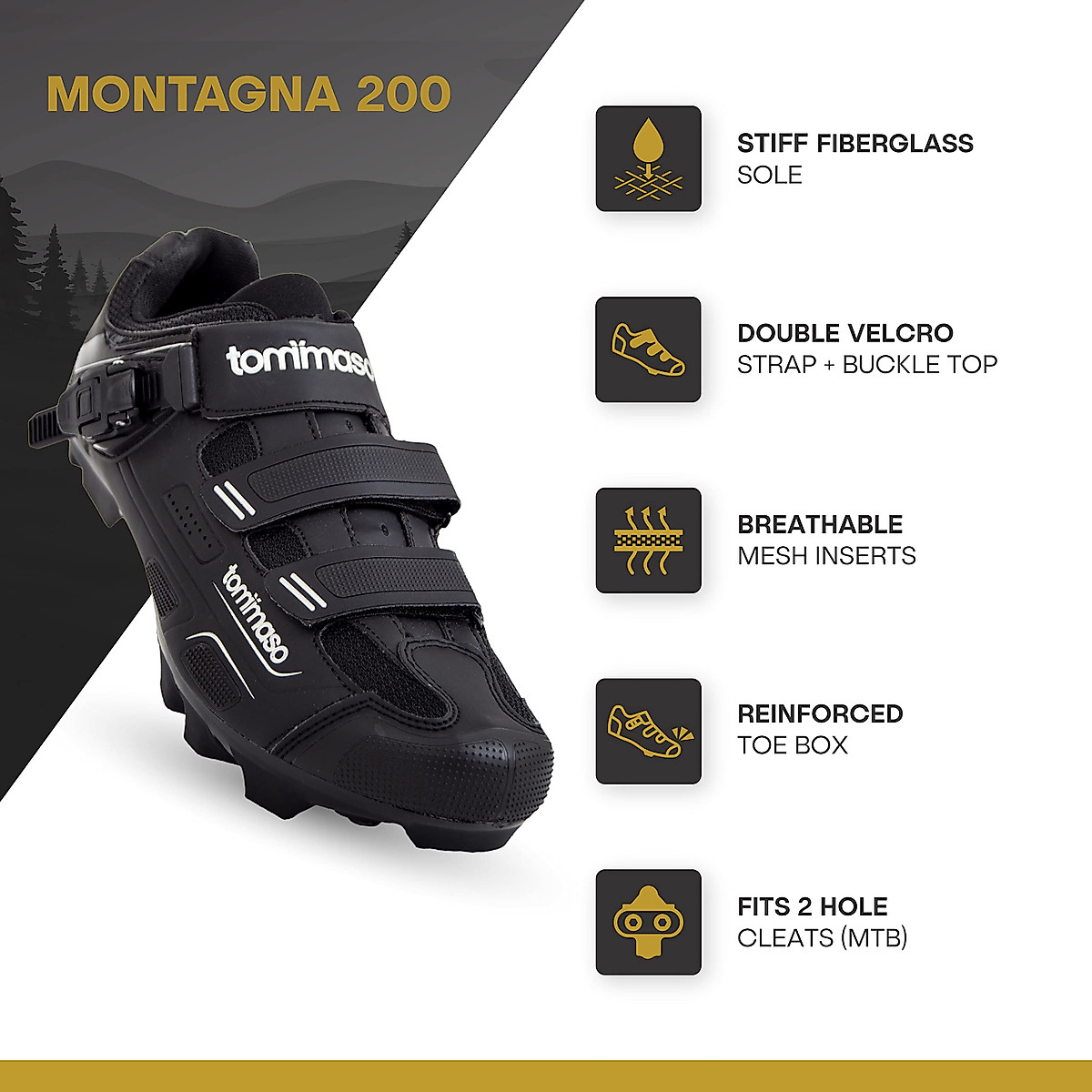Tommaso Montagna 200 Mens Mountain Biking Shoes—Indoor Cycling Shoes Men—Mountain Bike Shoes for SPD—Mountain Bike Shoes Men—SPD Cycling Shoes—Gravel Bike Shoes—Ride Concepts MTB Shoes- 43 (US-10)