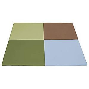 Factory Direct Partners 10392-ET SoftScape Squares Activity Mat for Infants and Toddlers, Tummy Time for Babies, Soft Foam Colorful Play - Earthtone, 48"L x 48"W x 1"H