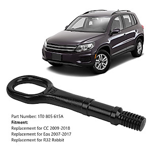Towing Eye Tow Hook, 1T0 805 615A Car Bumper Trailer Ring Hinge Hook Replacement for CC 2009-2018 R32 2006-2014, Black