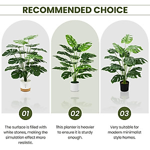 Guheake 26" Fake Plants Large, Tropical Palm Tree Artificial Monstera Faux Plant Tree with Pot for Home Office Living Room Decor Indoor