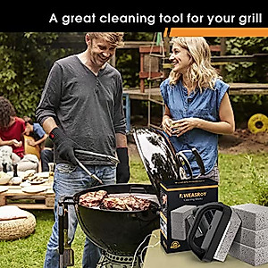 AWEASROY Heavy Duty Grill Cleaner, Grill Cleaning Bricks with Handle, Pumice Griddle Cleaning Stone Removing Stains for BBQ, Swimming Pool, Sink(4 Pack)