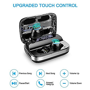 Donerton Wireless Earbuds, Wireless 5.1 Headphones 140 Hours Playtime Earphones with Charging Case, in Ear Headset IP7 Waterproof Earbud Noise Cancelling Microphone, LCD Display, for Sports/Working
