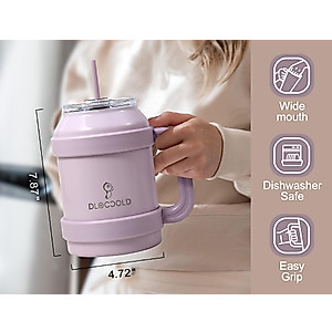 DLOCCOLD 50 oz Mug Tumbler with Handle and Straw Lid, Large Insulated Tumbler with Straw, Sweat-proof, Stainless Steel Reusable Big Tumbler, Double Wall Metal Travel Water Jug (Mint Green)